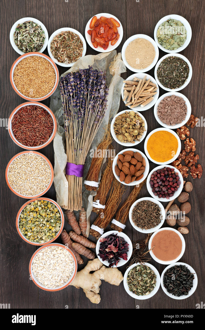 Stress and anxiety relieving foods with herbs and spices, supplement ...