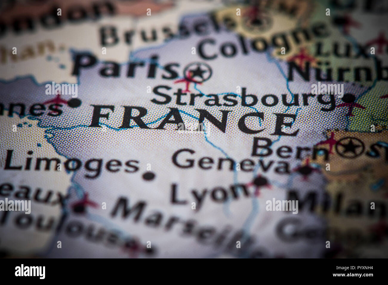 Closeup of France on a world map Stock Photo - Alamy