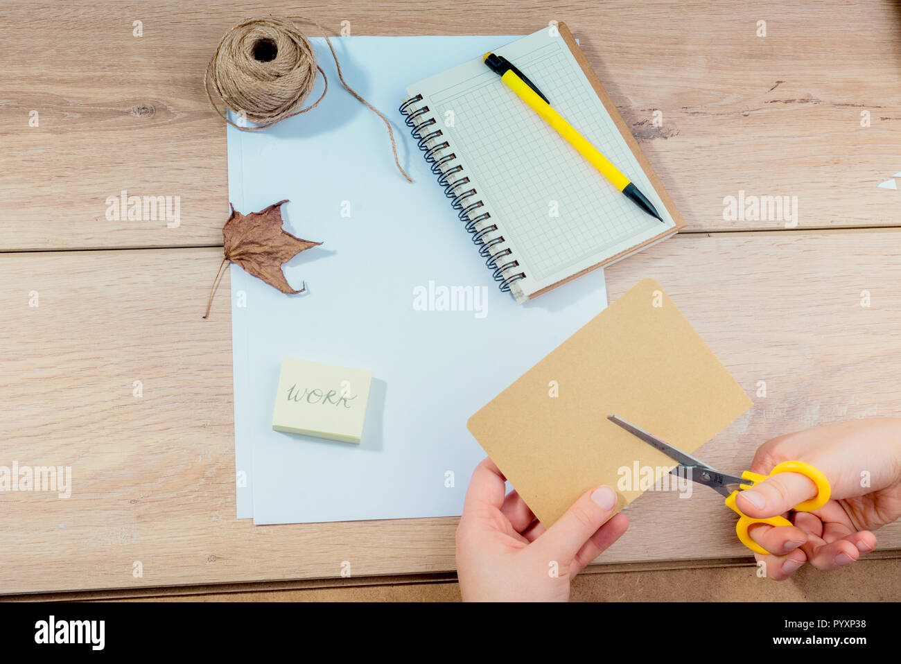Materials and tools for hand work of art on a desk Stock Photo - Alamy