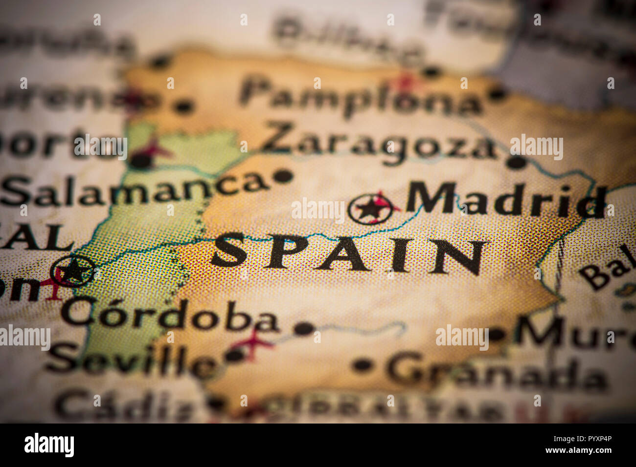 Closeup of Spain on a world map Stock Photo - Alamy