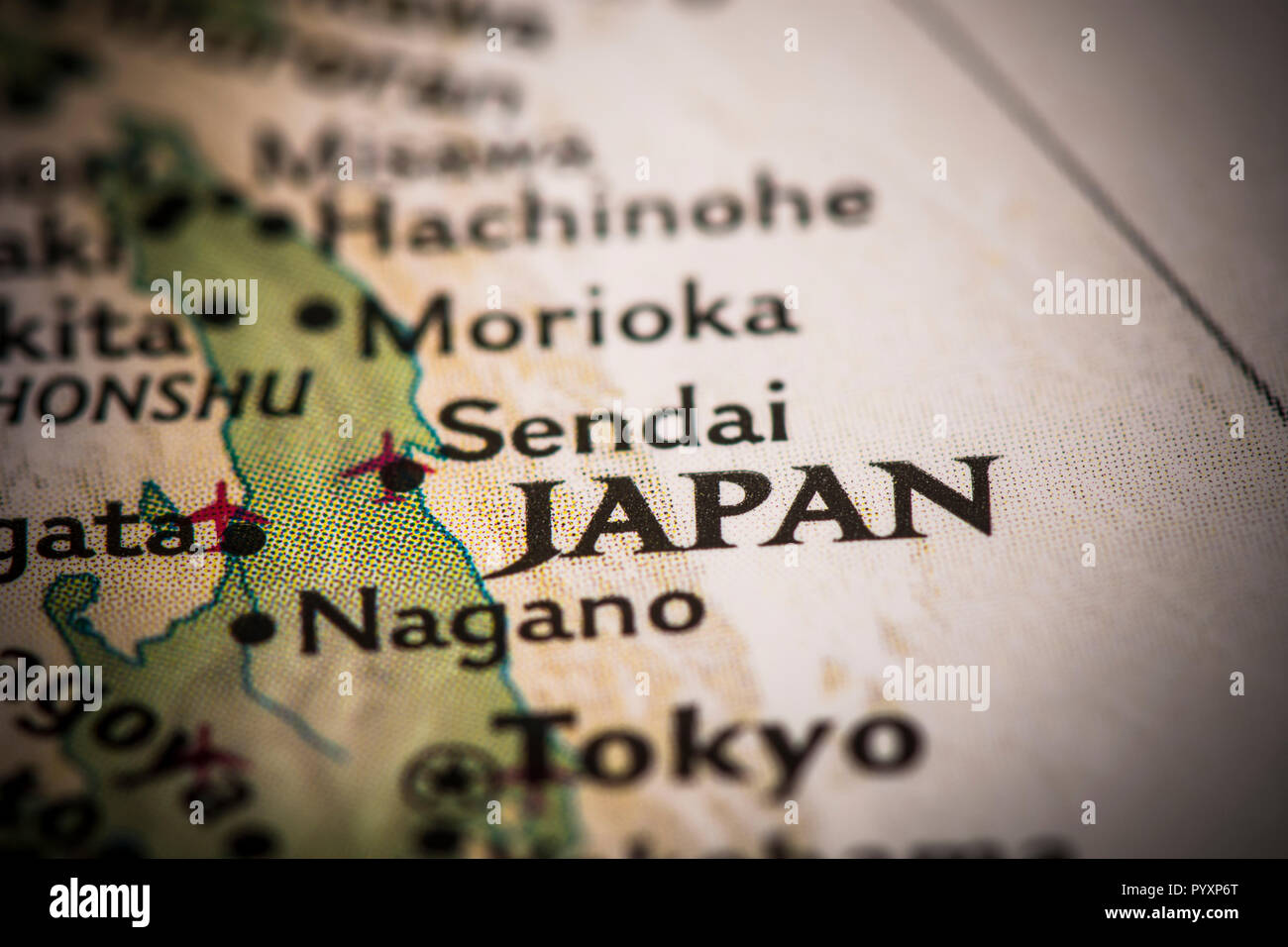 Closeup of Japan on a world map Stock Photo - Alamy