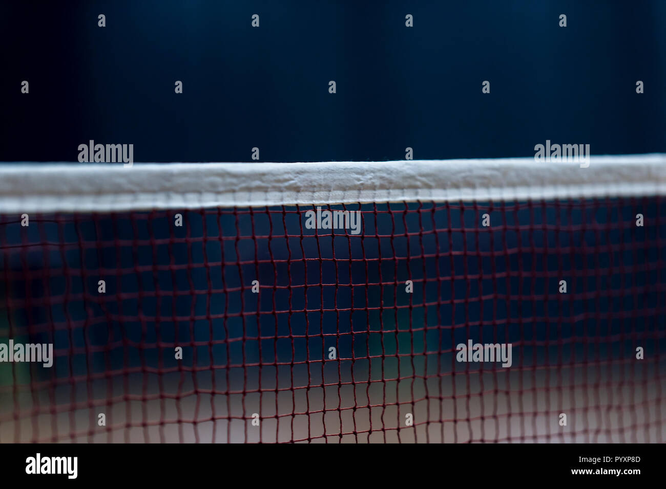 Badminton net indoor on badminton court, closeup view of badminton net ...