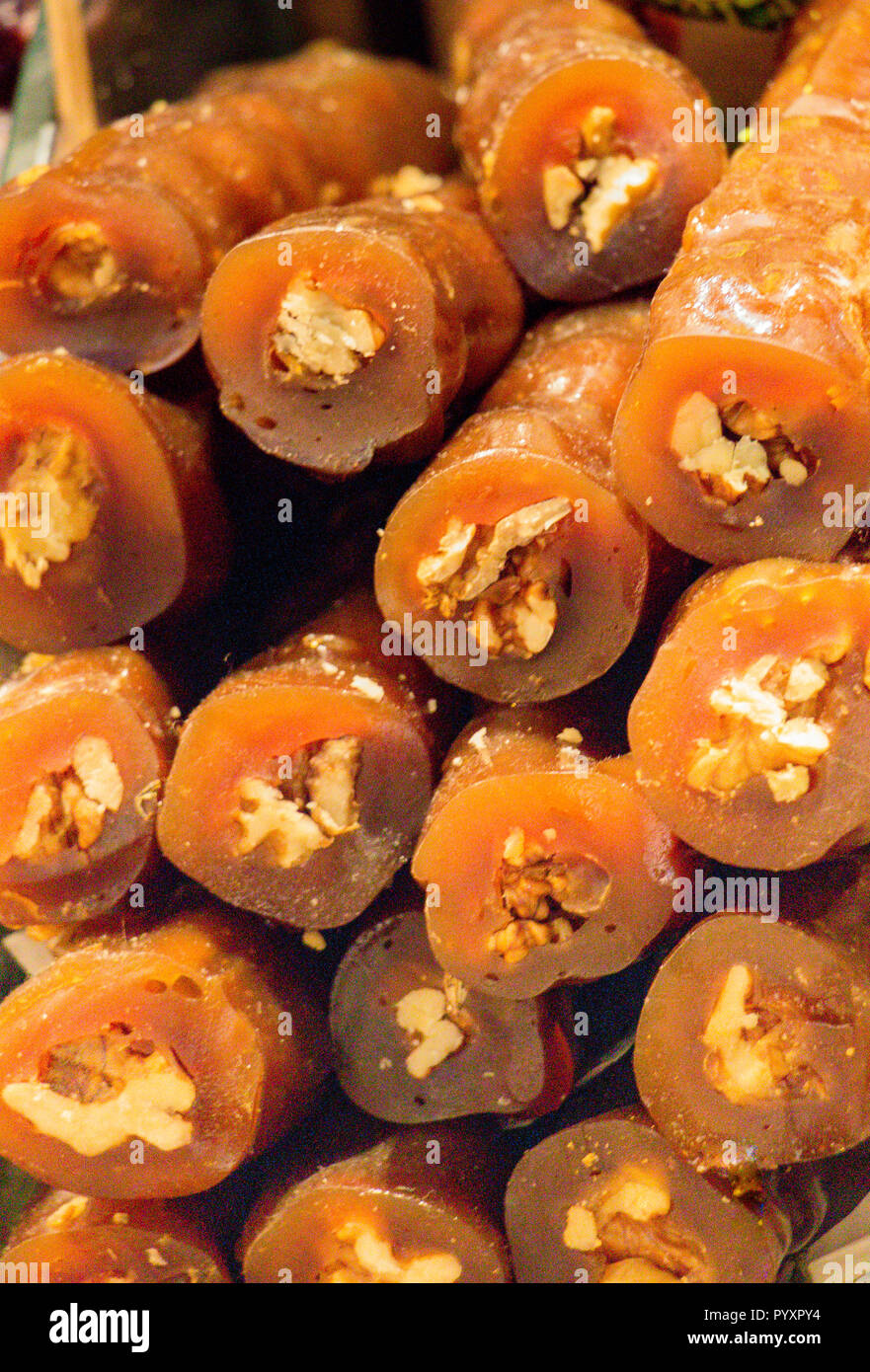 Turkish style fruit dried pulp as snack food Stock Photo - Alamy