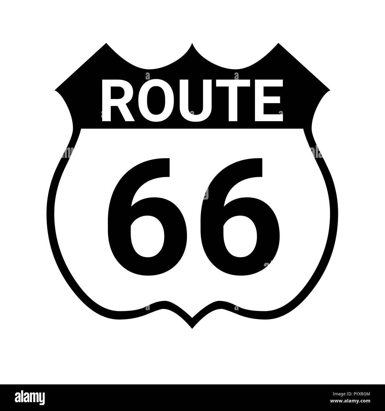 Route 66 sign with a white background Stock Photo - Alamy