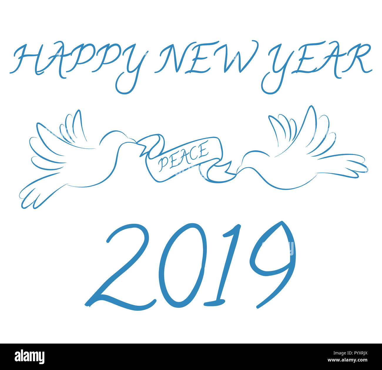 Happy New Year 2019 with peace symbol Stock Photo - Alamy