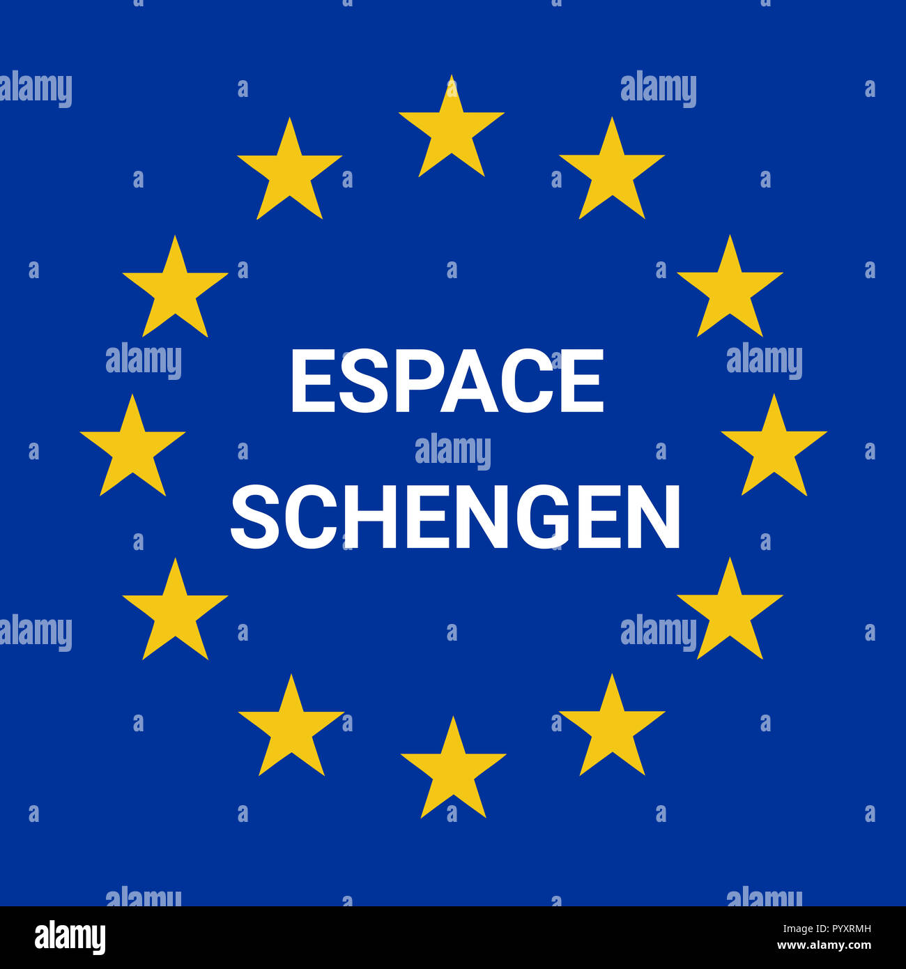 Schengen area symbol illustration in French Stock Photo - Alamy