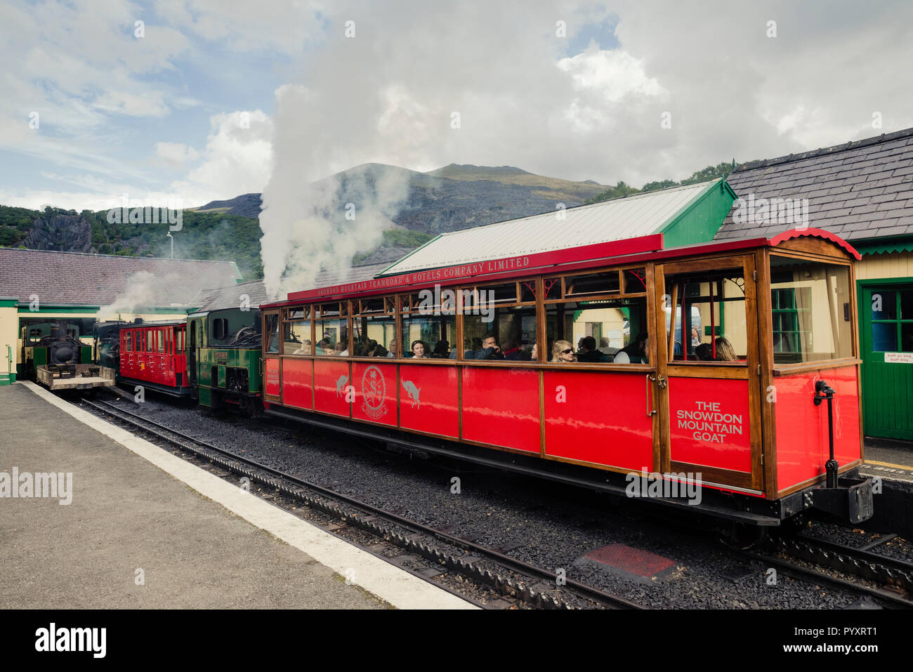 Llanberis station of Snowdon Mountain Railway, Snowdonia National Park ...