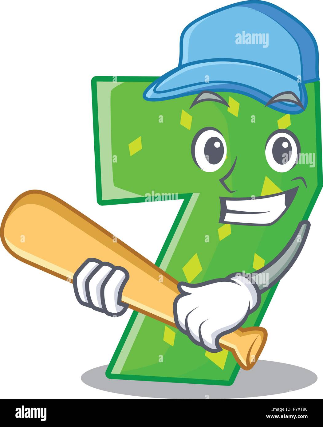 Playing baseball character paper cut number seven letter Stock Vector ...