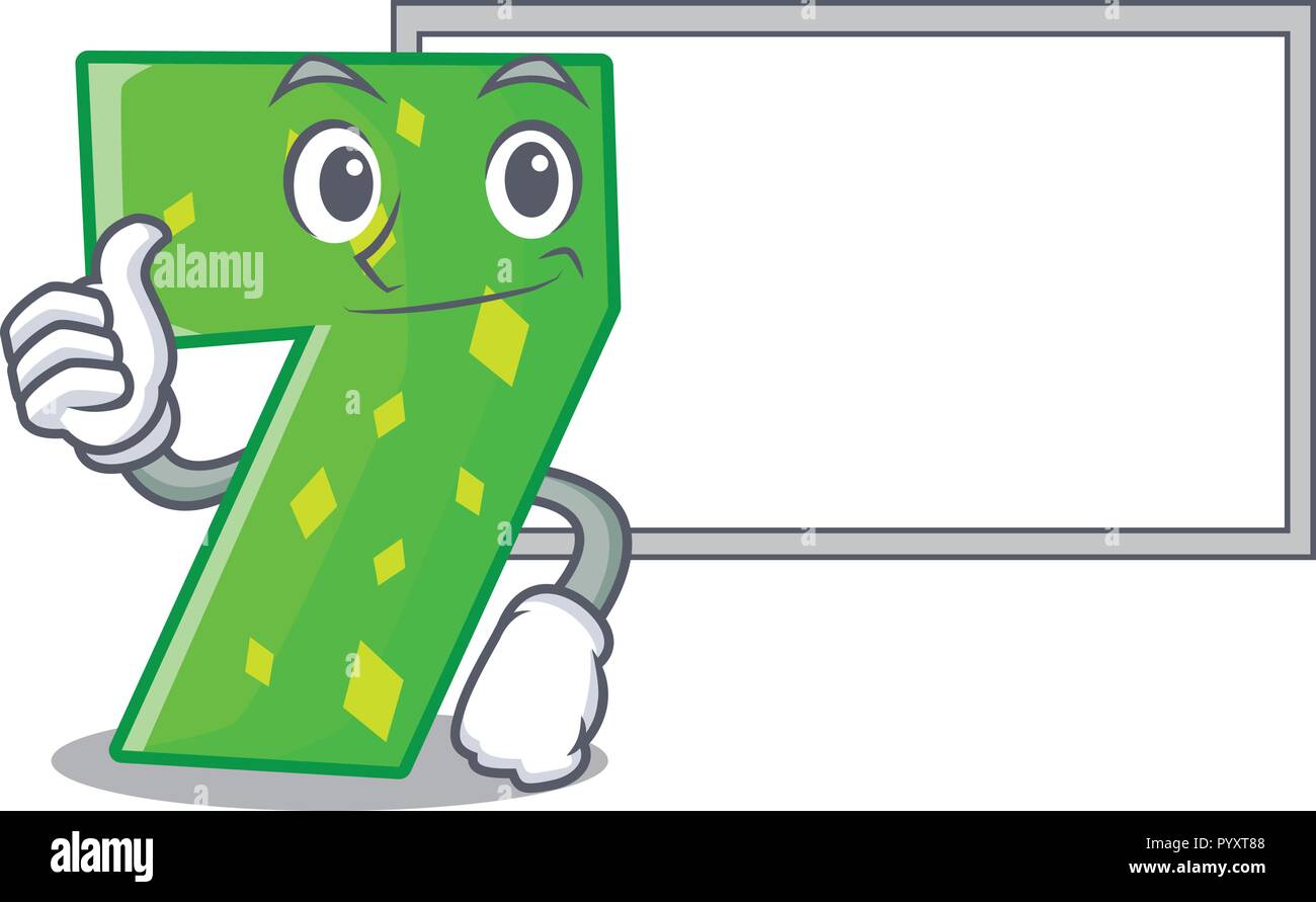 Thumbs up with board character paper cut number seven letter Stock ...
