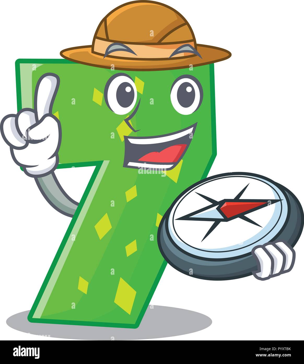 Explorer cartoon number seven on stone wall Stock Vector Image & Art ...