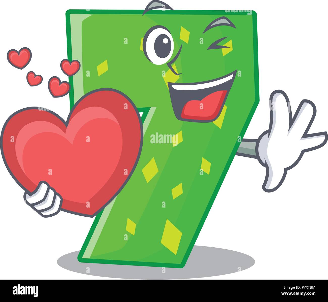 With heart cartoon number seven on stone wall Stock Vector Image & Art ...