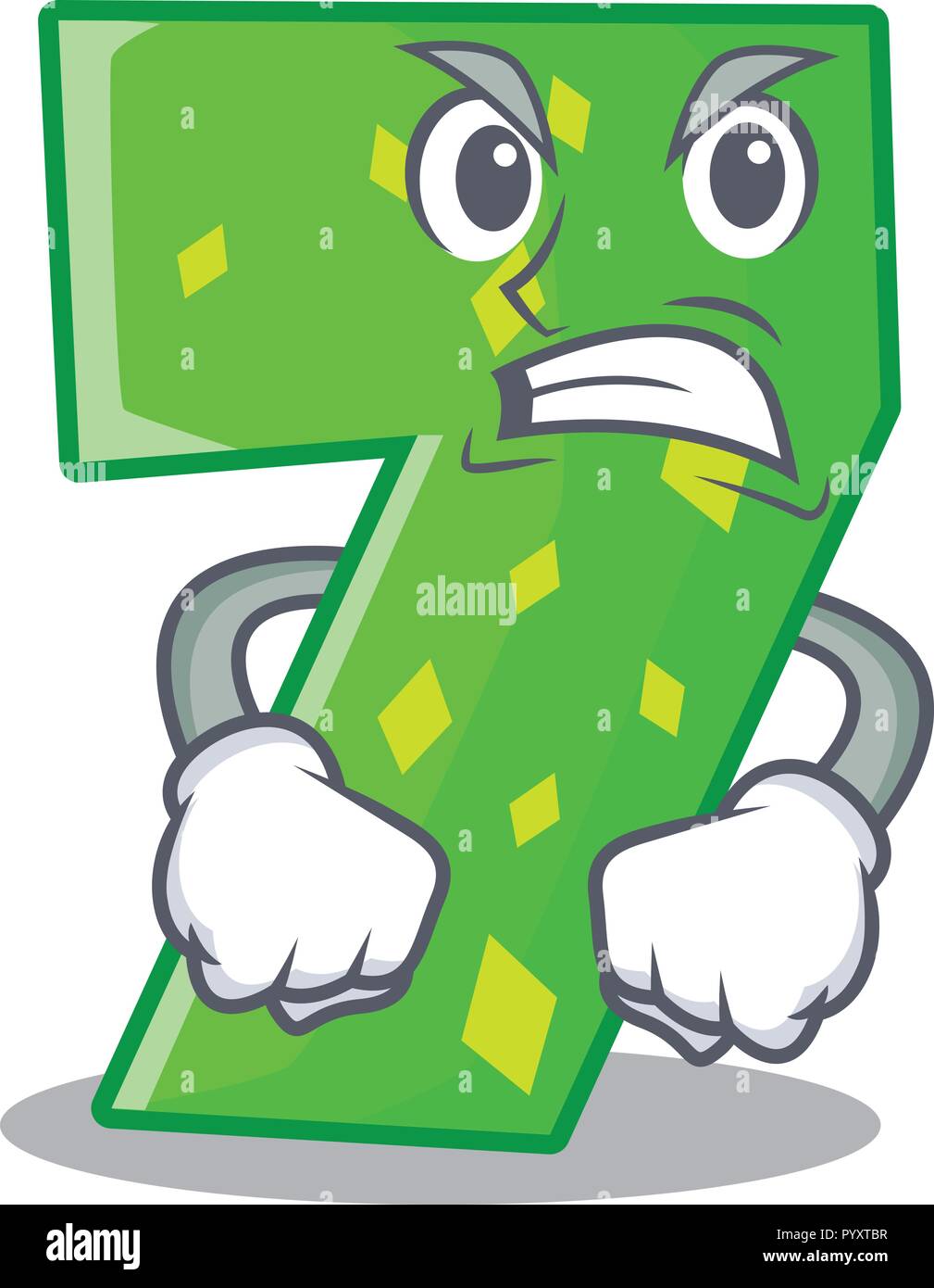 Angry cartoon number seven on stone wall Stock Vector Image & Art - Alamy