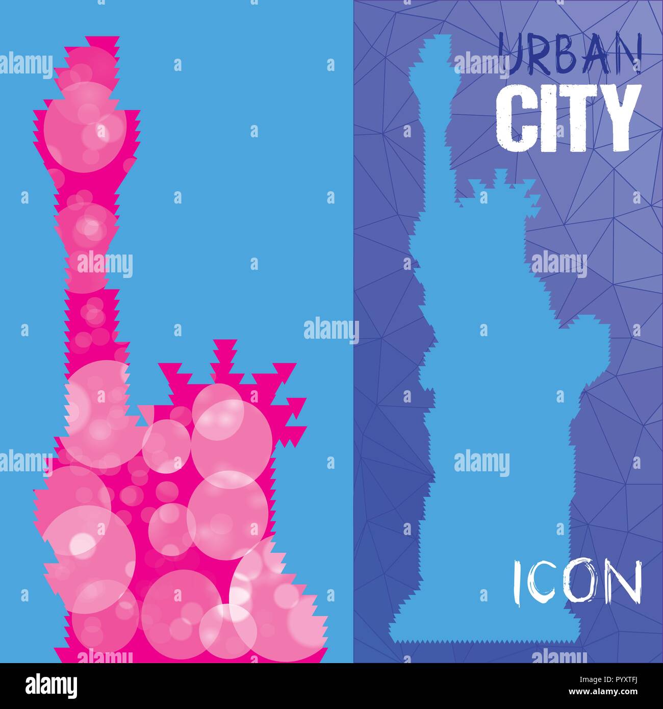 Abstract Triangulated Silhouette of Statue of Liberty with blue ...