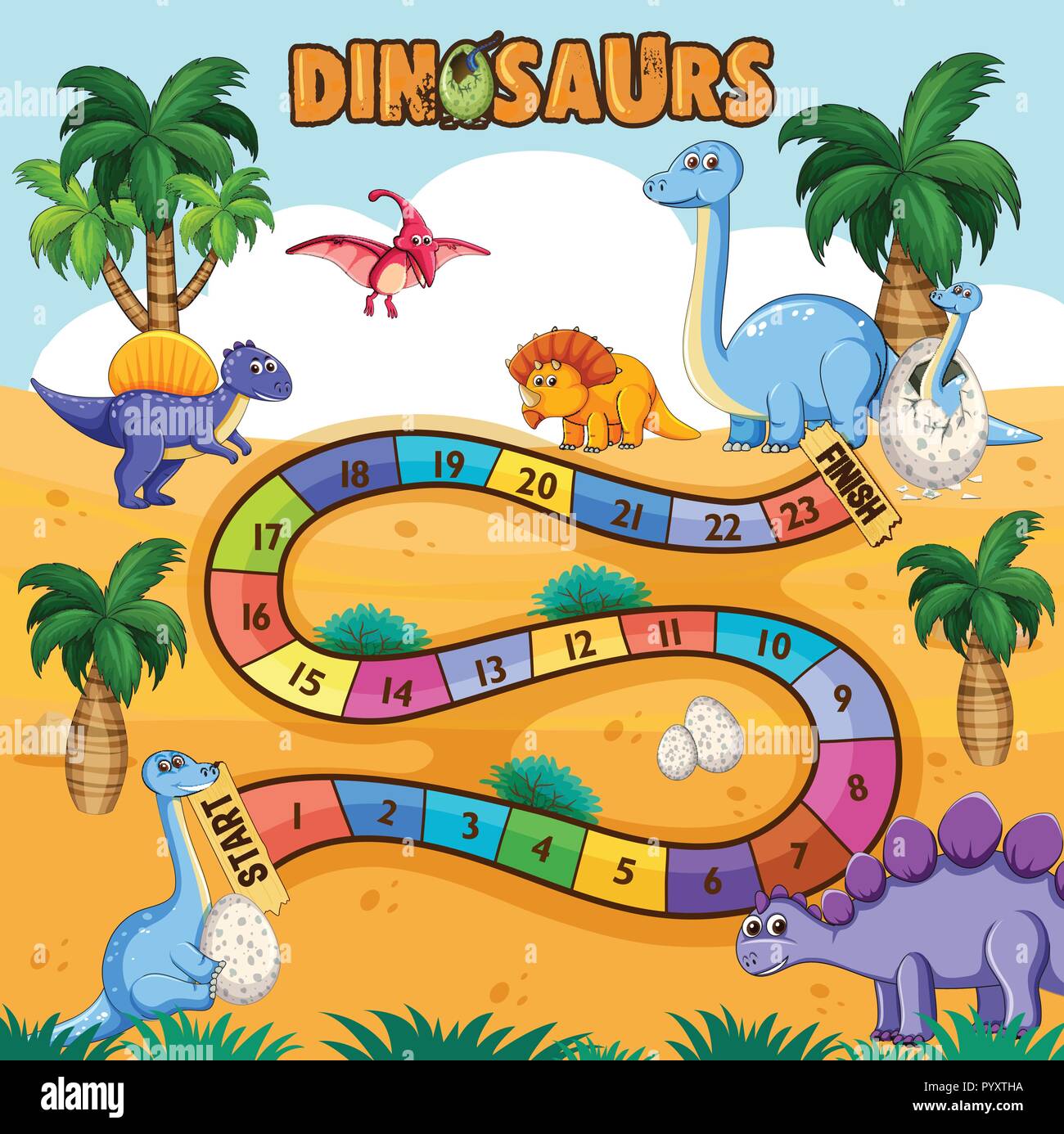Dino path board game illustration Stock Vector Image & Art - Alamy