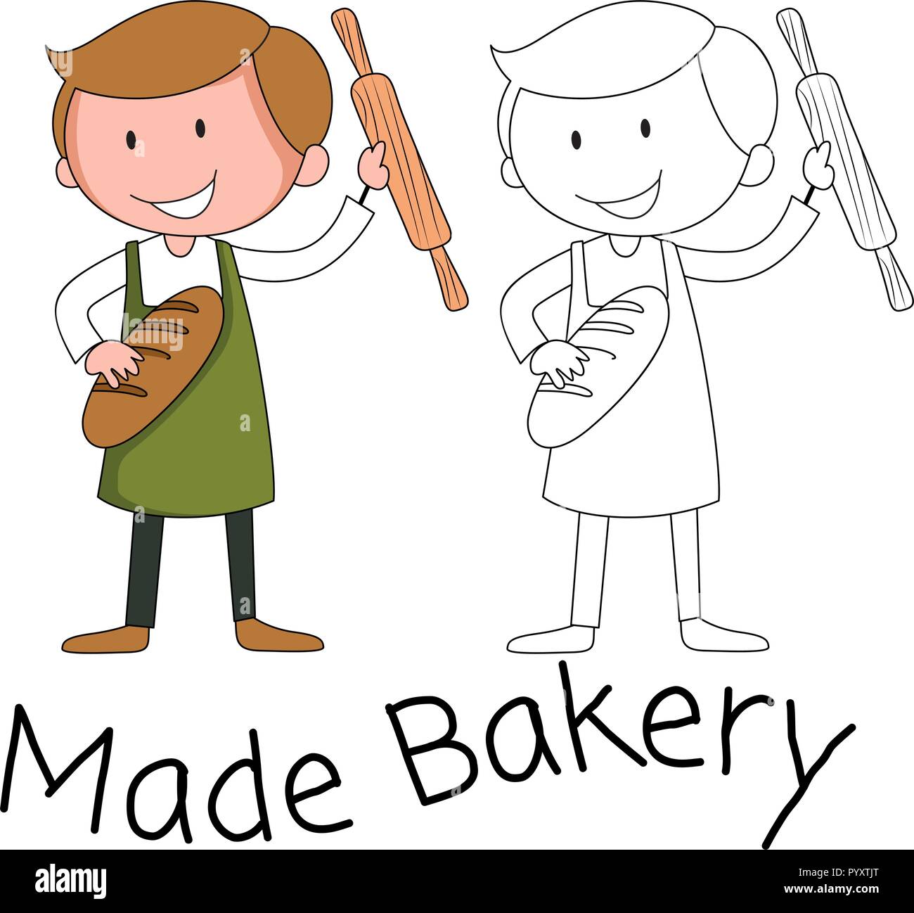 Baker man character on white background illustration Stock Vector Image ...