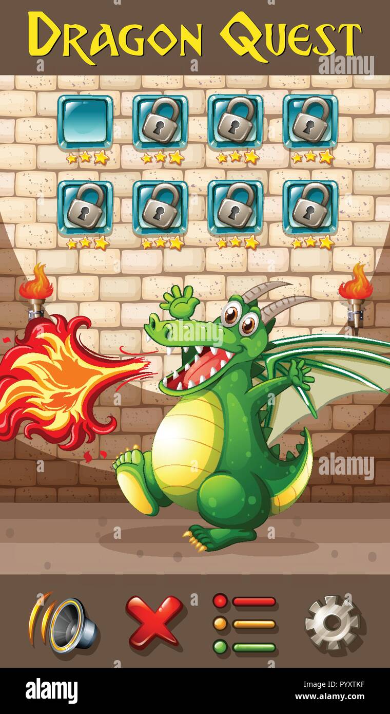 Dragon on game template illustration Stock Vector Image & Art - Alamy