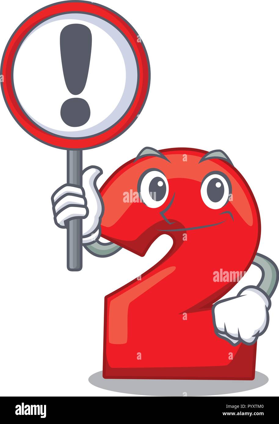 With sign cartoon paper number two on letter Stock Vector Image & Art ...