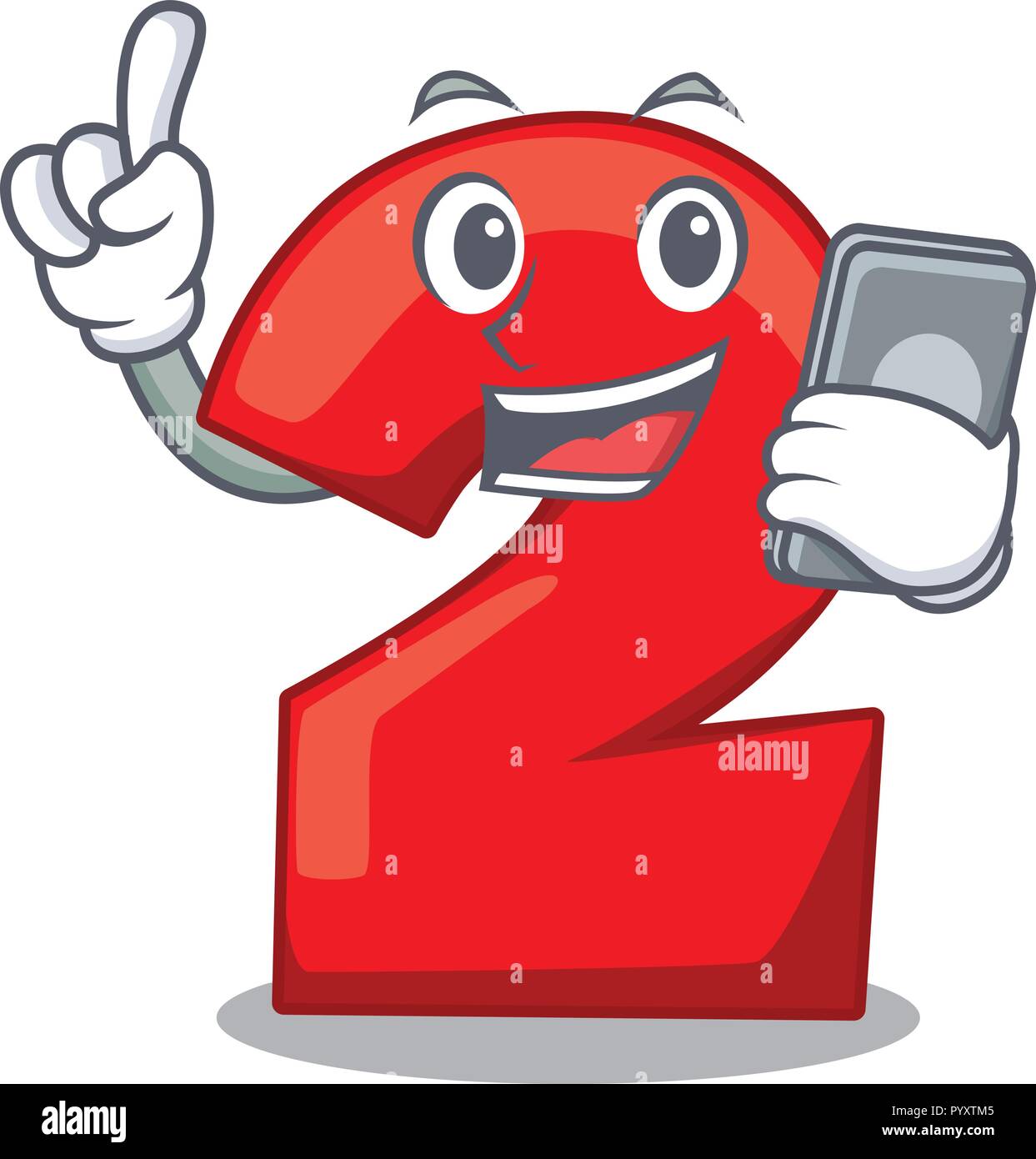 With phone cartoon paper number two on letter Stock Vector Image & Art ...