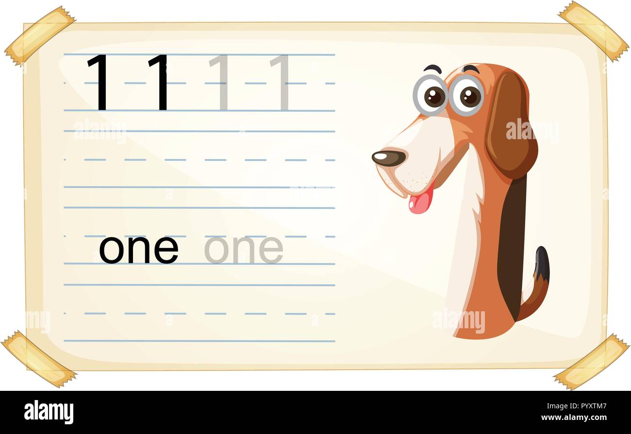 Dog one number worksheet illustration Stock Vector Image & Art - Alamy