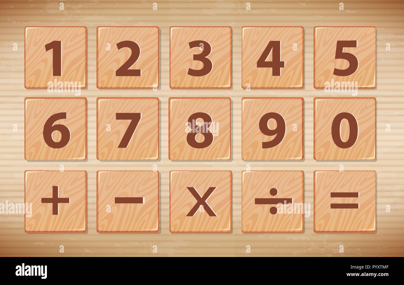 Wooden number font symbol illustration Stock Vector Image & Art - Alamy