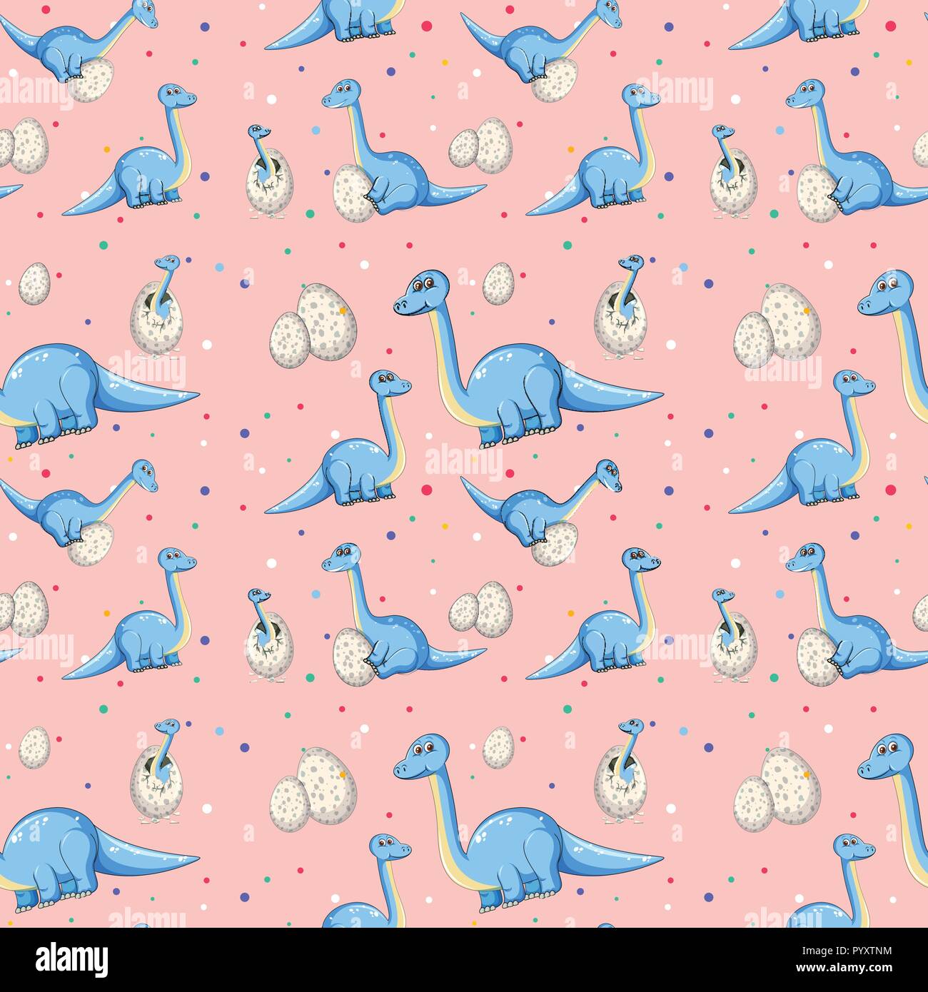 Blue dinosaur on seamless pattern illustration Stock Vector Image & Art ...