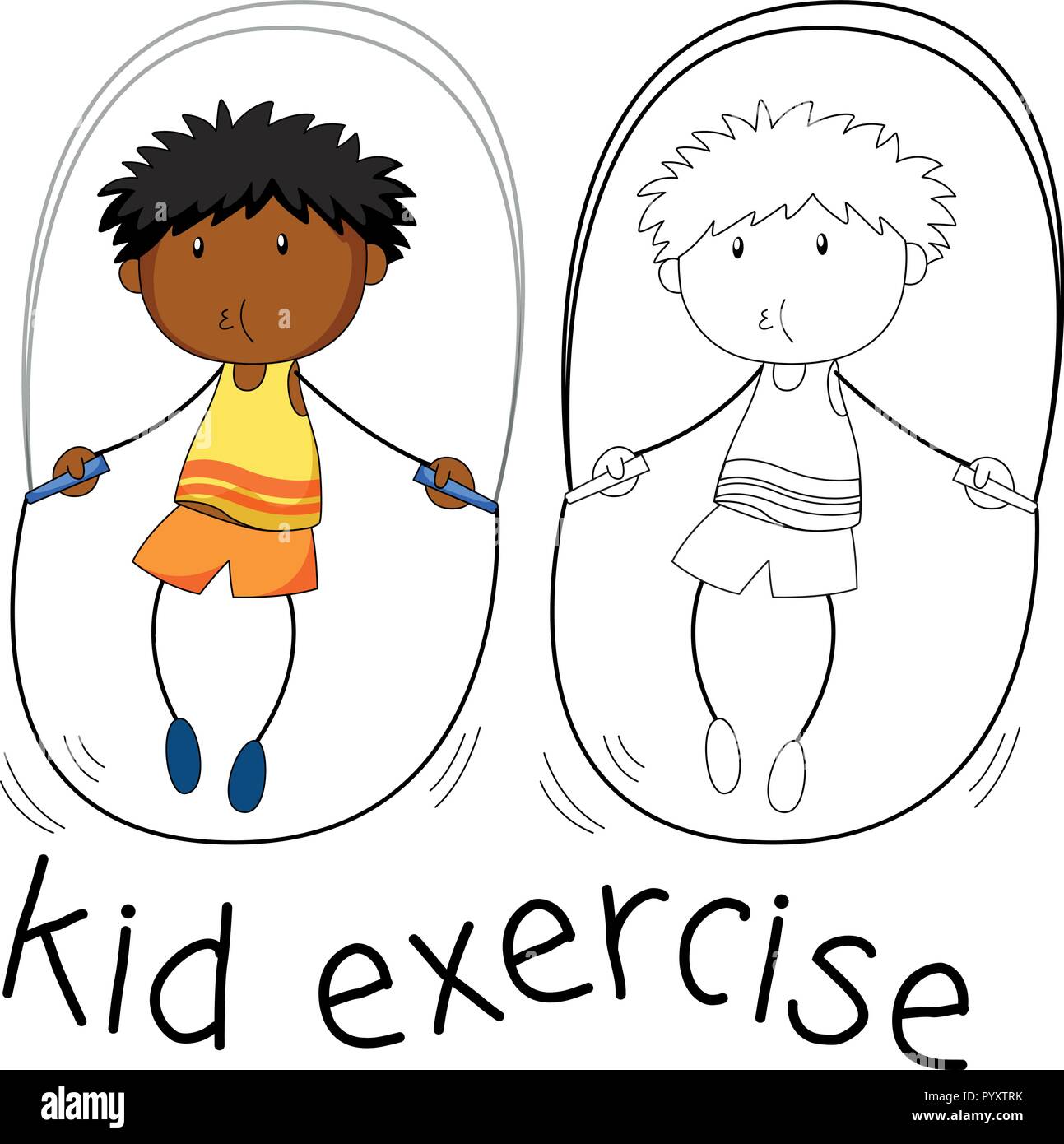 Kids Exercising Clipart Black And White