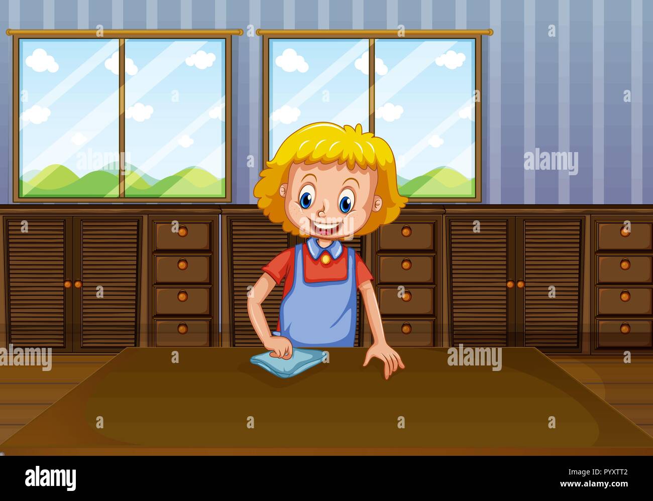 Lady cleaning house Stock Vector Images - Alamy