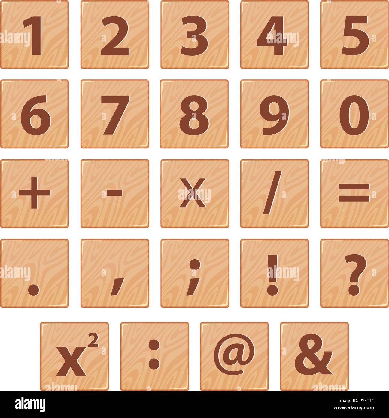 Wooden number font symbol illustration Stock Vector Image & Art - Alamy