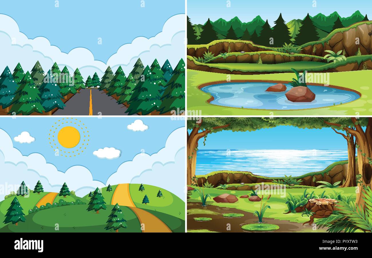 Green nature view landscape illustration Stock Vector Image & Art - Alamy