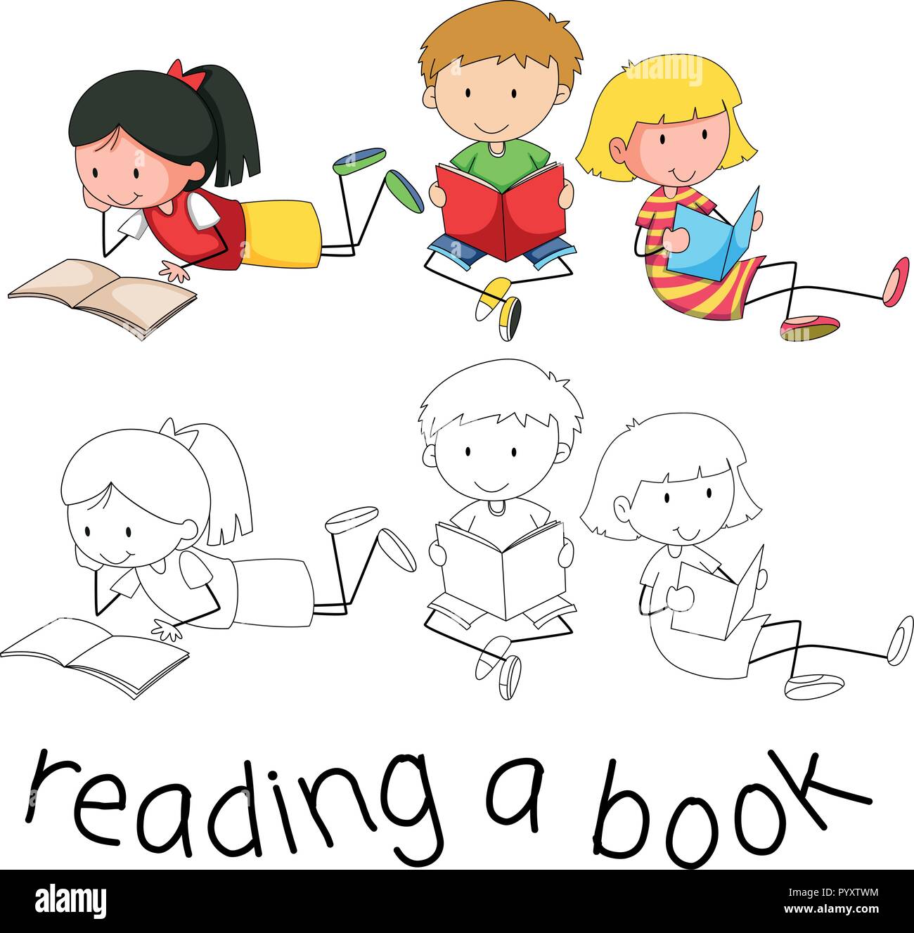 Student character reading book illustration Stock Vector Image & Art ...