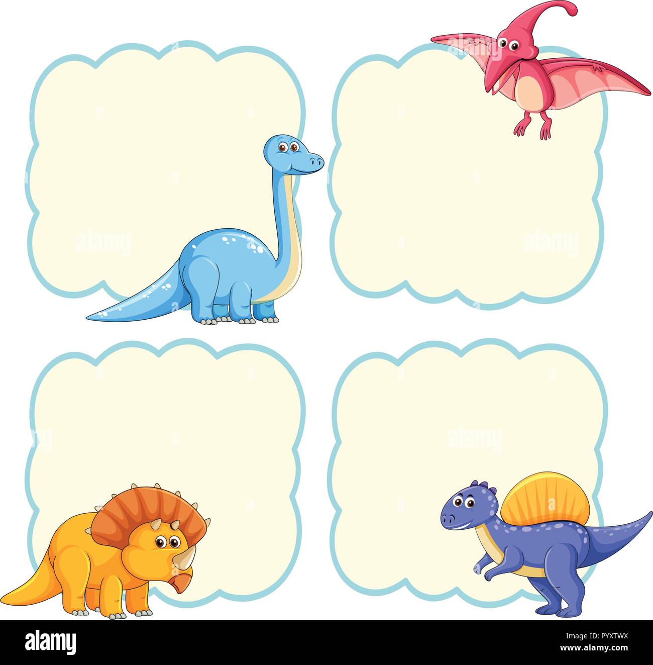 Cute dinosaur frame template illustration Stock Vector Image & Art - Alamy