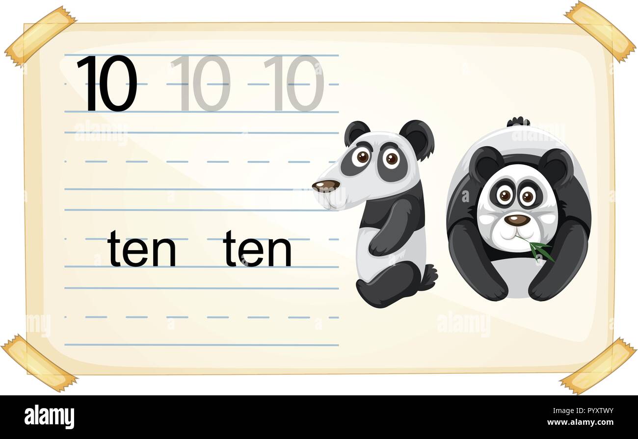 Number ten panda worksheet illustration Stock Vector Image & Art - Alamy