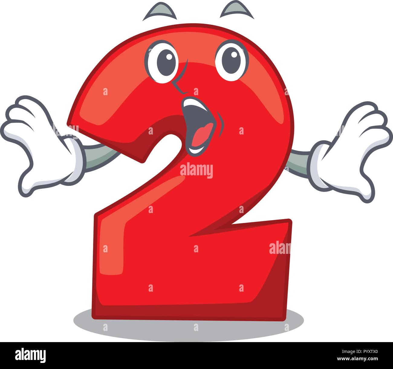 Surprised cartoon cake birthday candle number two Stock Vector Image ...
