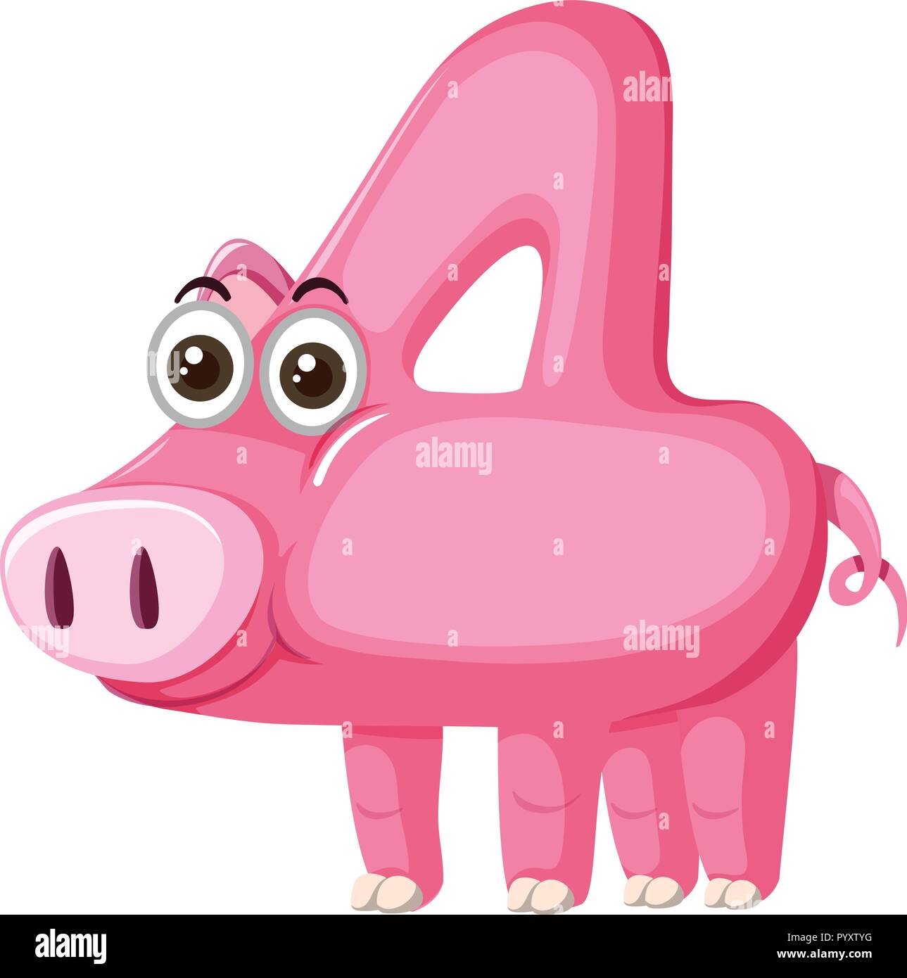 Cute pig number four character illustration Stock Vector Image & Art ...