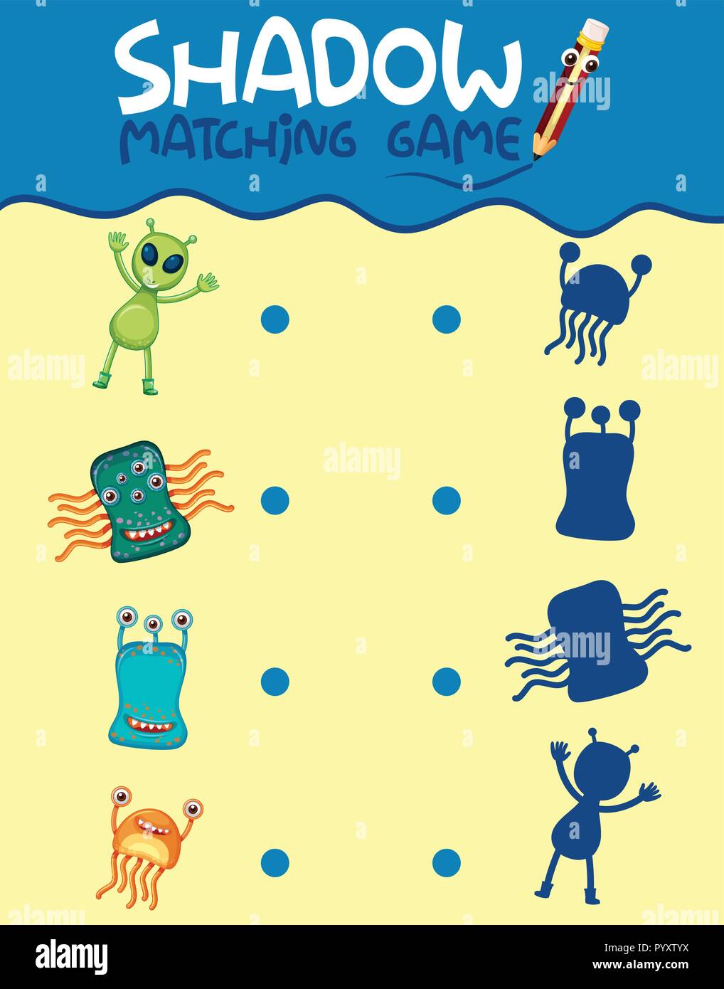 Matching monster shadow game illustration Stock Vector Image & Art - Alamy