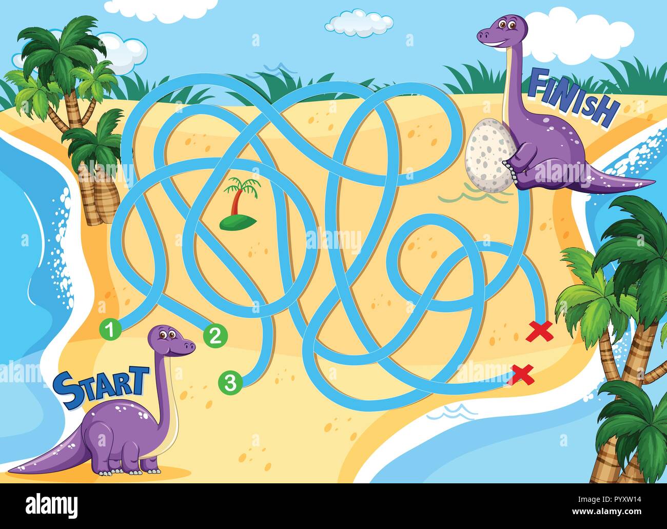 A dinosaur board game template illustration Stock Vector Image & Art ...