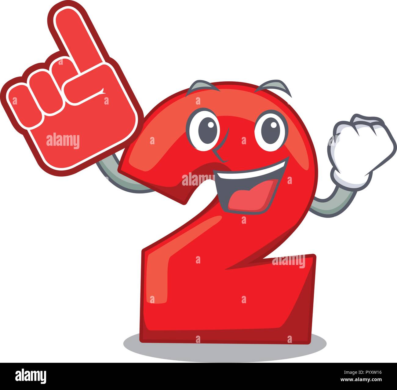 Foam finger number two red isolated on mascot Stock Vector Image & Art ...