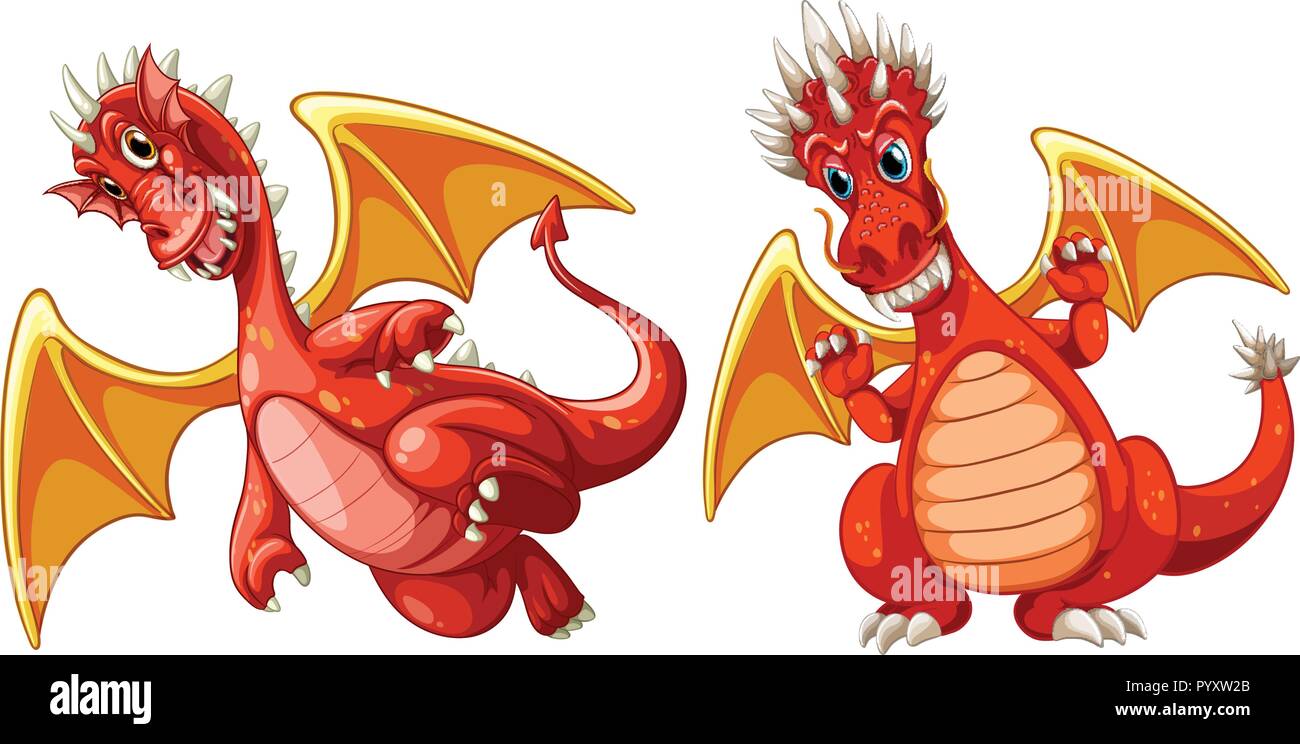 Red dragon with wings illustration Stock Vector Image & Art - Alamy