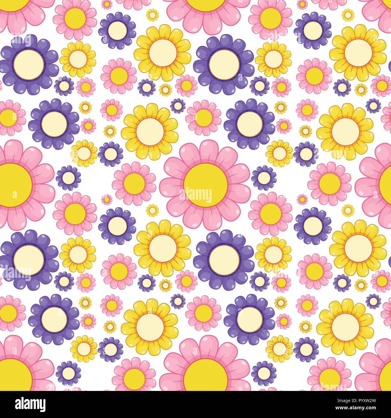 Flat flower seamless pattern illustration Stock Vector Image & Art - Alamy