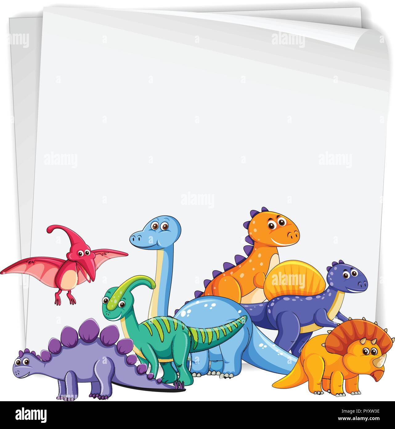 Dinosaur on blank paper illustration Stock Vector Image & Art - Alamy