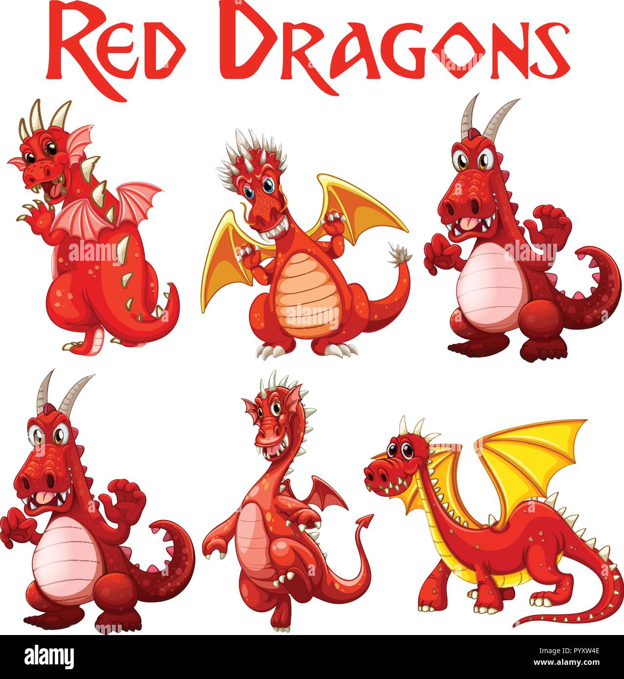 Set of red dragon character illustration Stock Vector Image & Art - Alamy