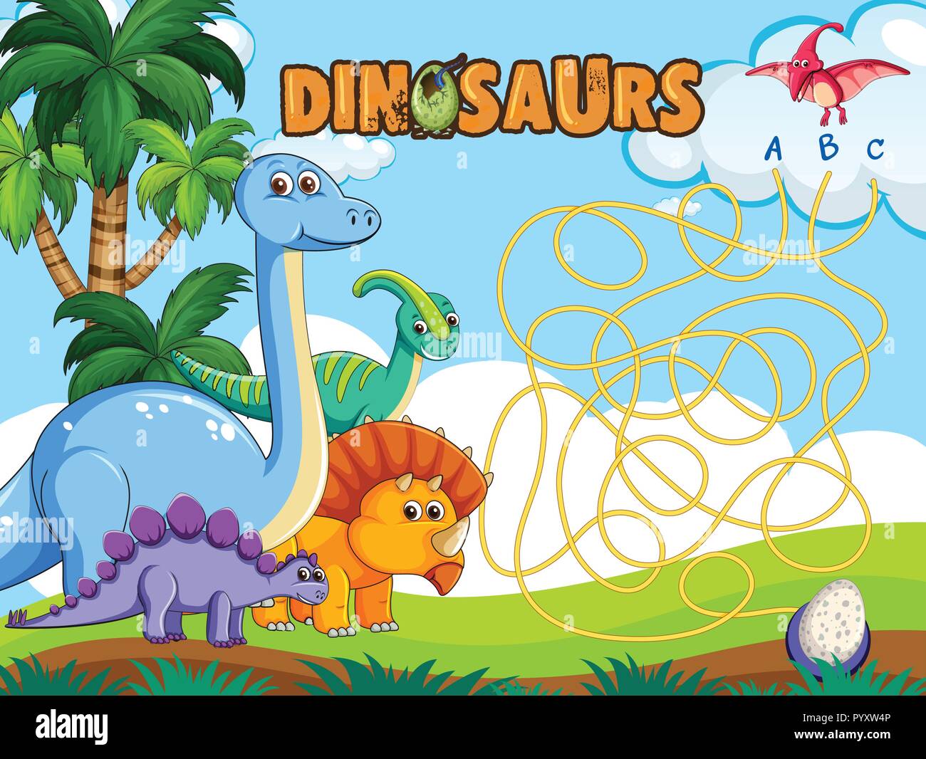 Dino board game template illustration Stock Vector Image & Art - Alamy