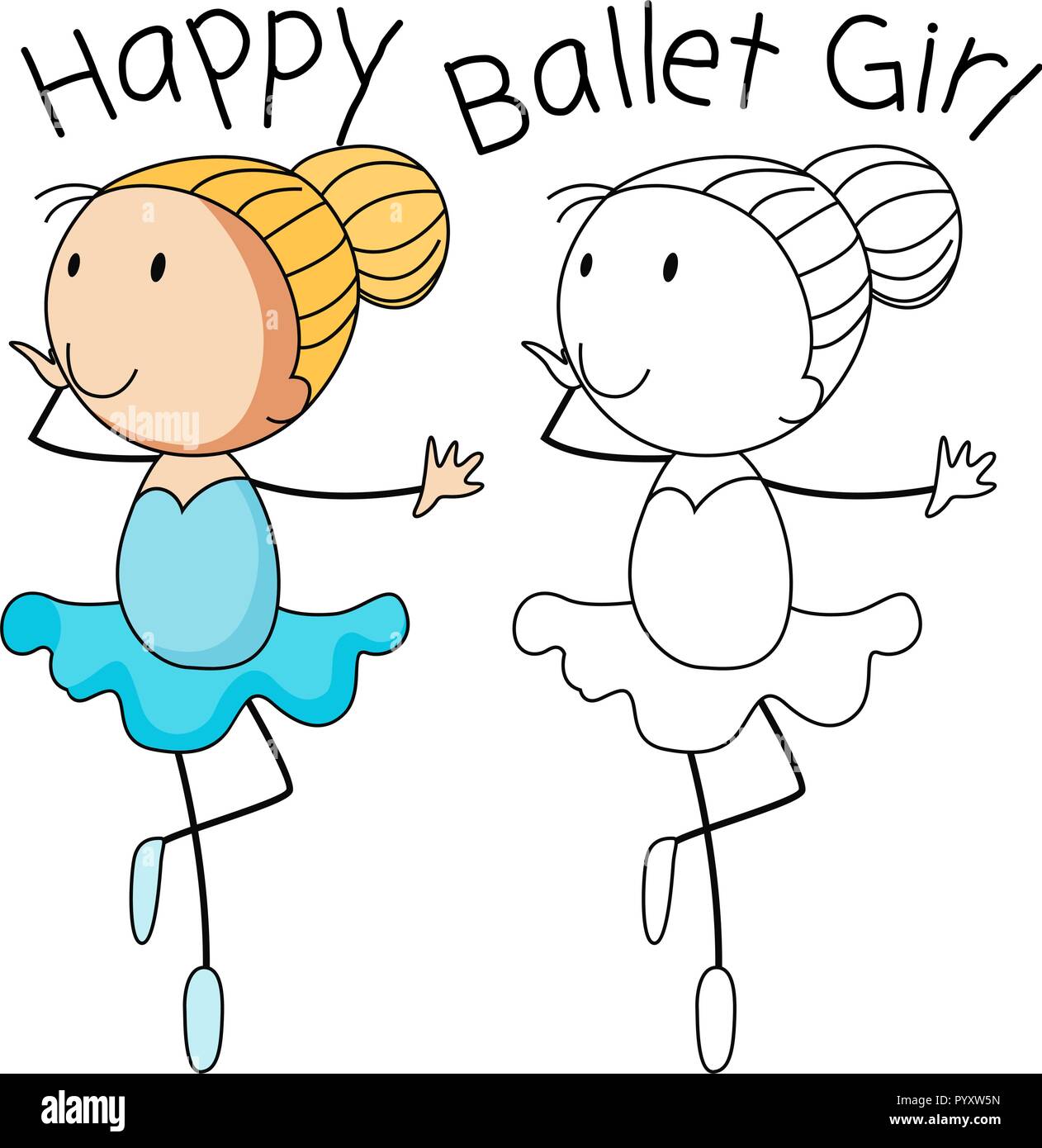 Happy doodle girl dance illustration Stock Vector Image & Art - Alamy