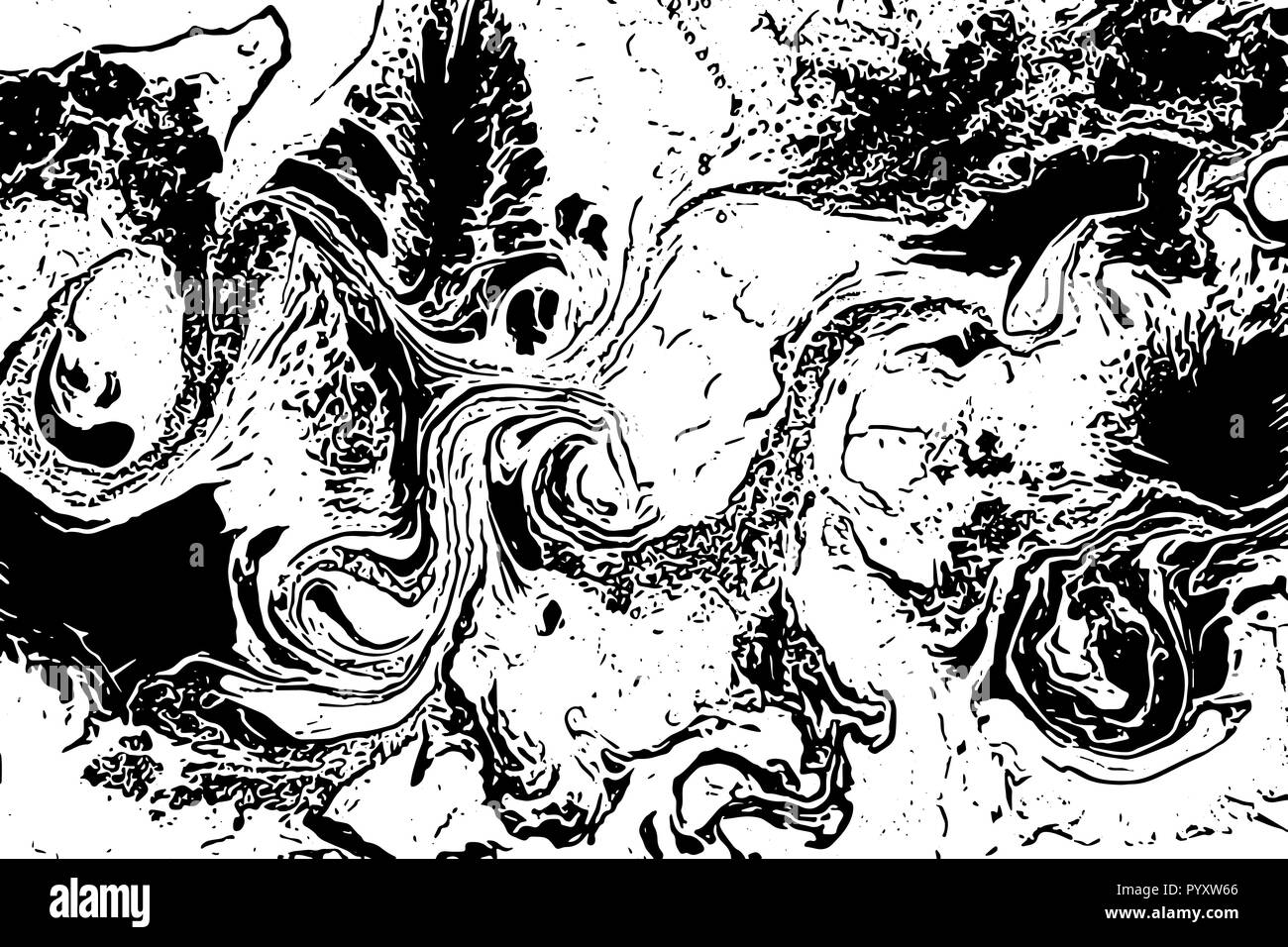 Black and white liquid texture. Marbling trace illustration. Abstract ...