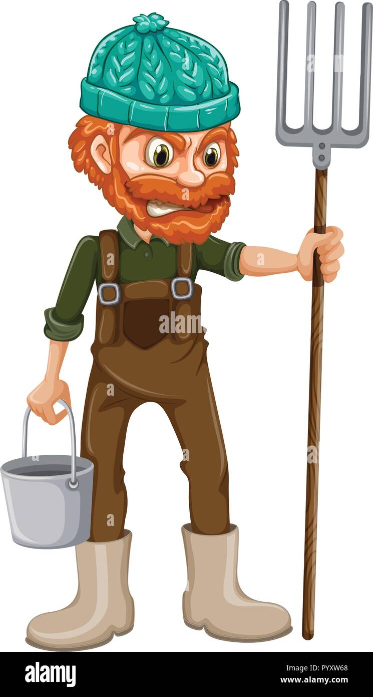 A farmer with pitchfork illustration Stock Vector Image & Art - Alamy
