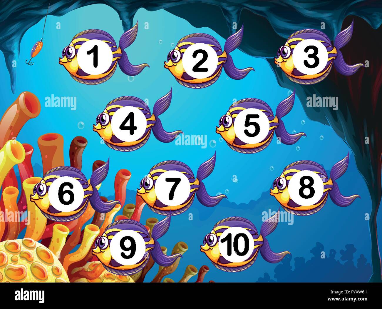 Counting fish number underwater illustration Stock Vector Image & Art ...