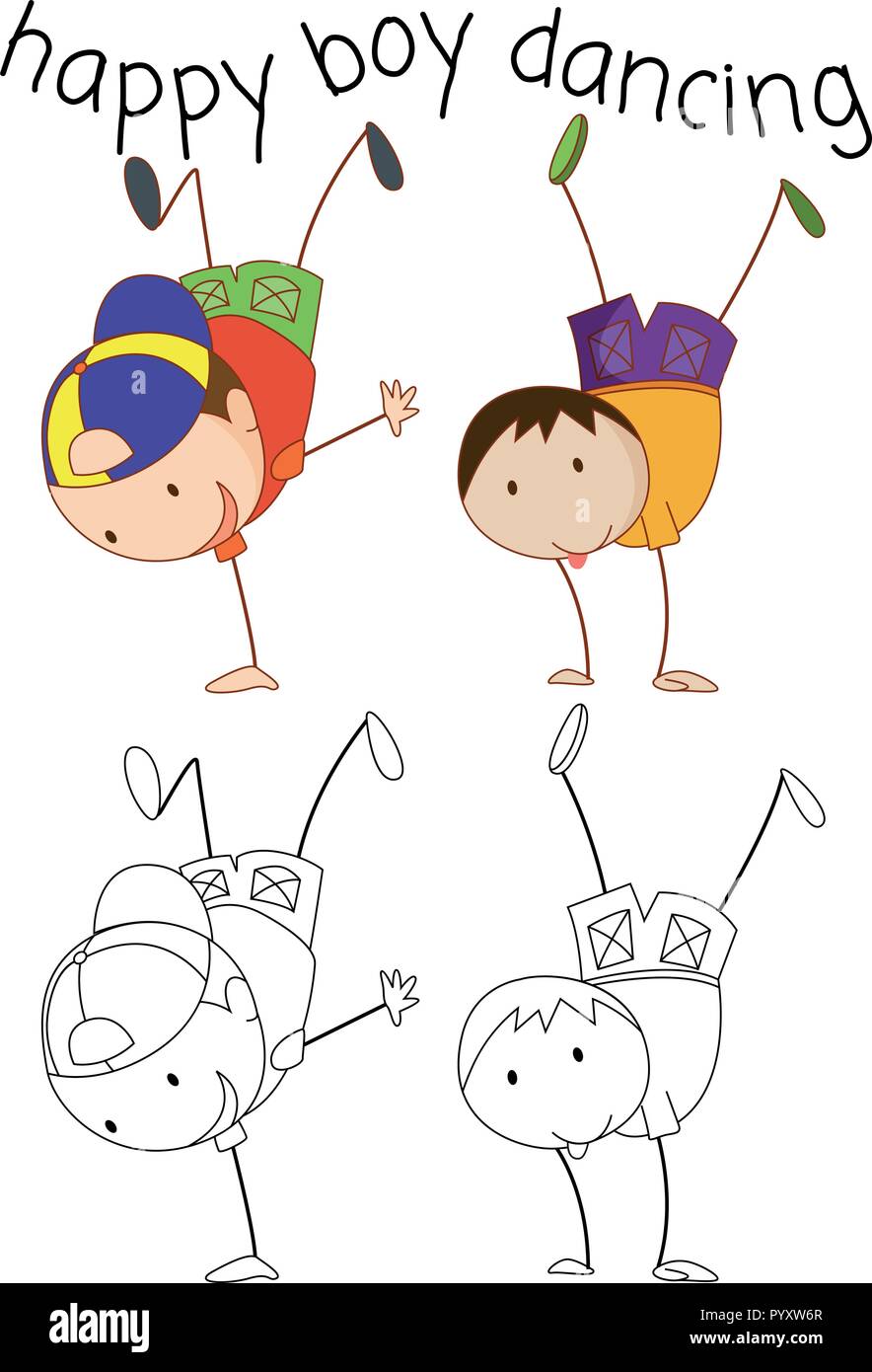 Doodle boy character dancing illustration Stock Vector Image & Art - Alamy
