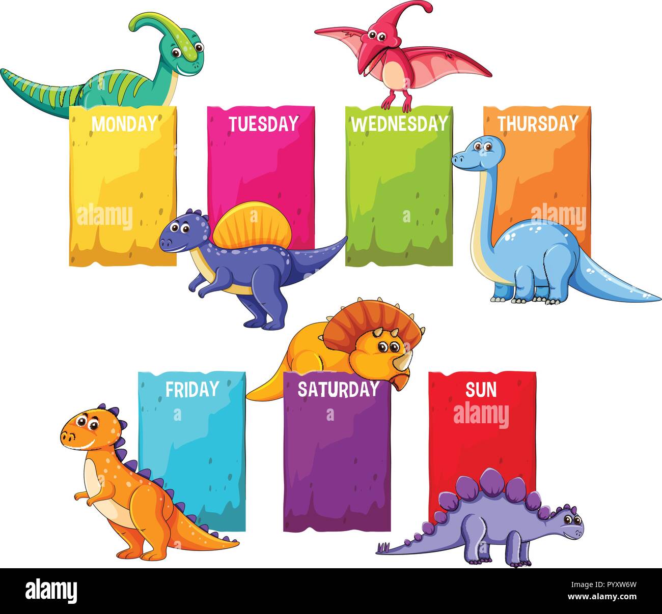 Dino on schedule template illustration Stock Vector Image & Art - Alamy