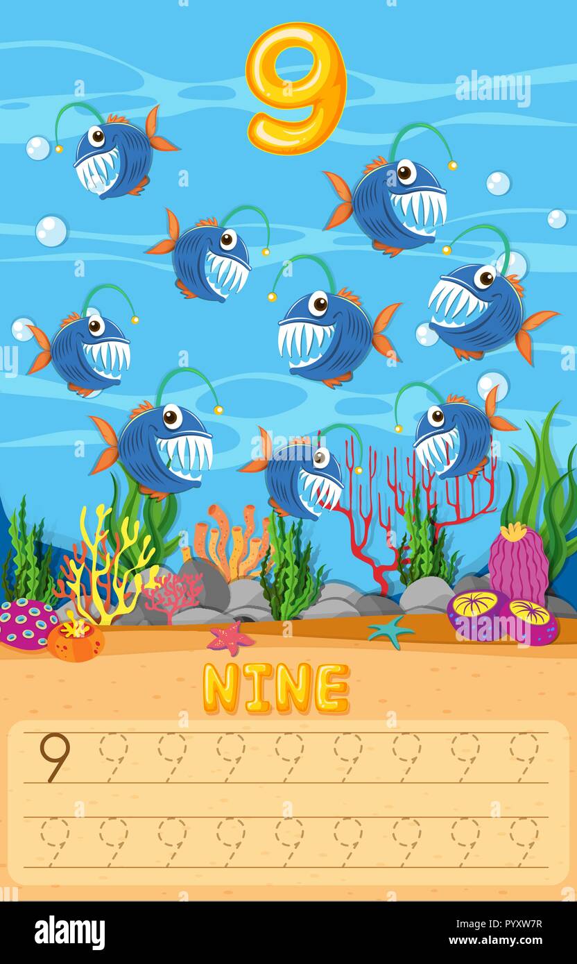 Counting fish math worksheet illustration Stock Vector Image & Art - Alamy