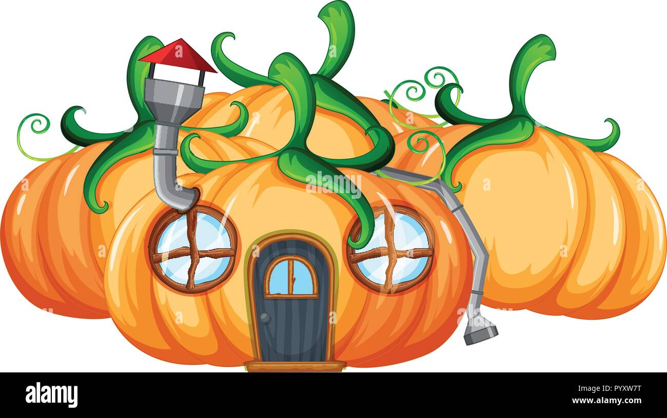 Pumpkin house on white background illustration Stock Vector Image & Art ...